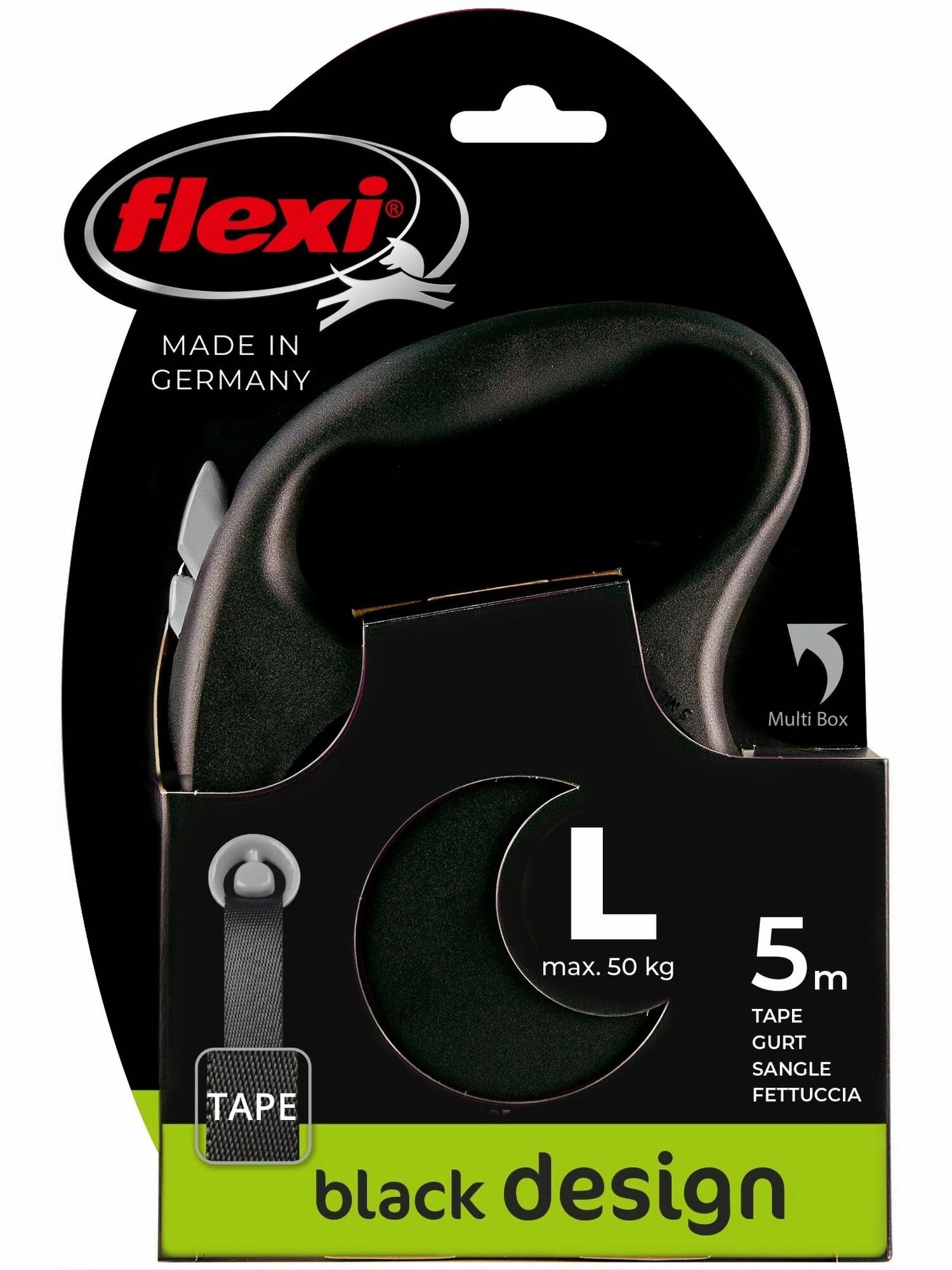 Поводок рулетка для собак Flexi Black Design лента L 5м до 50кг