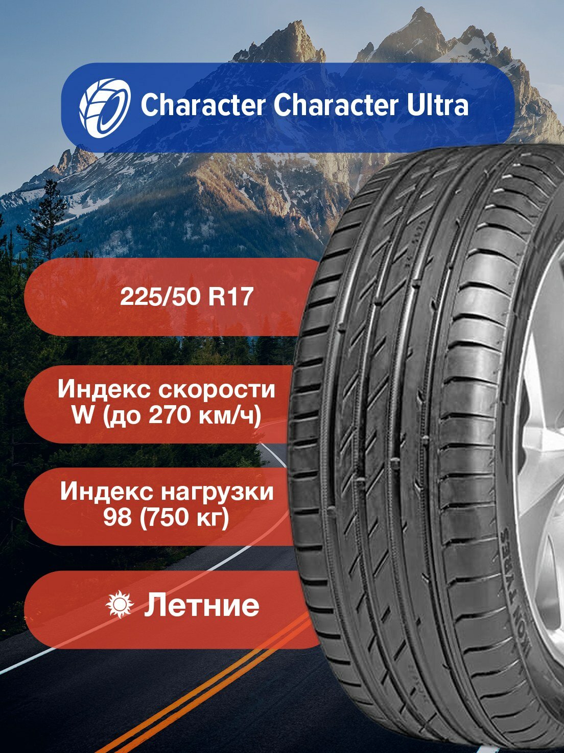 Легковые Летние Шины Ikon Tyres Character Ultra 225/50 R17 98W-T743155 для легковых автомобилей и кроссоверов