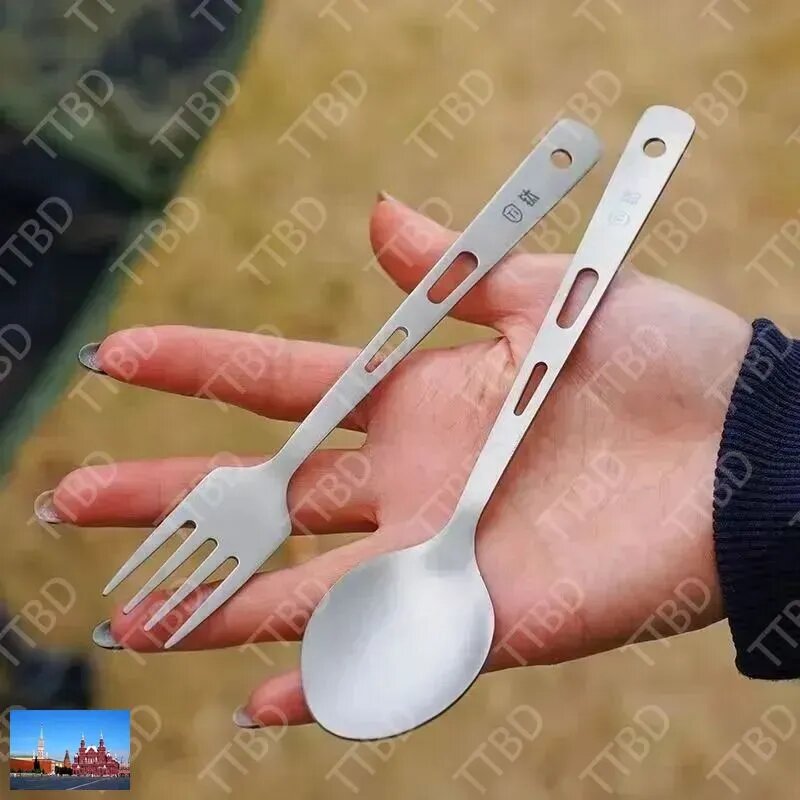 Туристические приборы для еды, HWZBBEN, титановая ложка, вилка