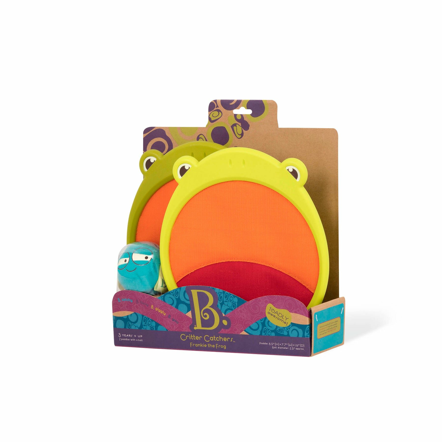 Набор для подвижных игр B.Toys - Игра "Лягушки-ловушки", 2 ракетки и мячик с липучками, 3+ лет. - Би. Тойс BX1554Z