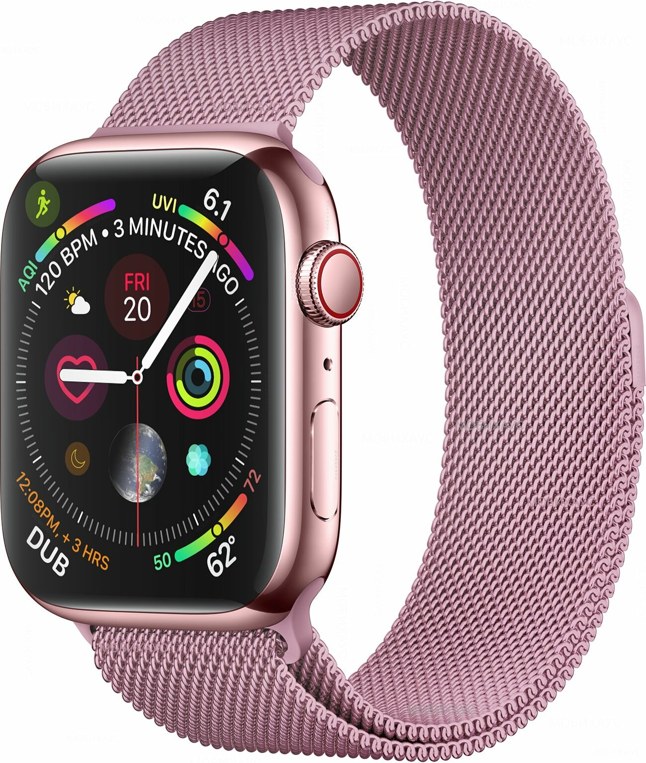 Миланская петля для Apple Watch 44/45/46/49 мм, розовое золото, металлический ремешок