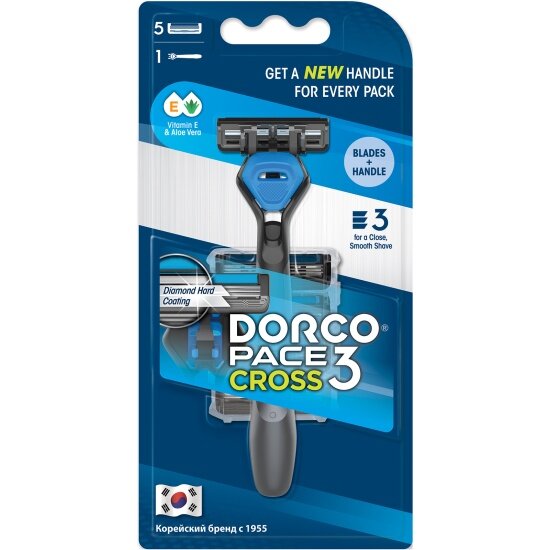 Бритвенный станок Dorco Pace 3 Cross, 5 сменных кассет