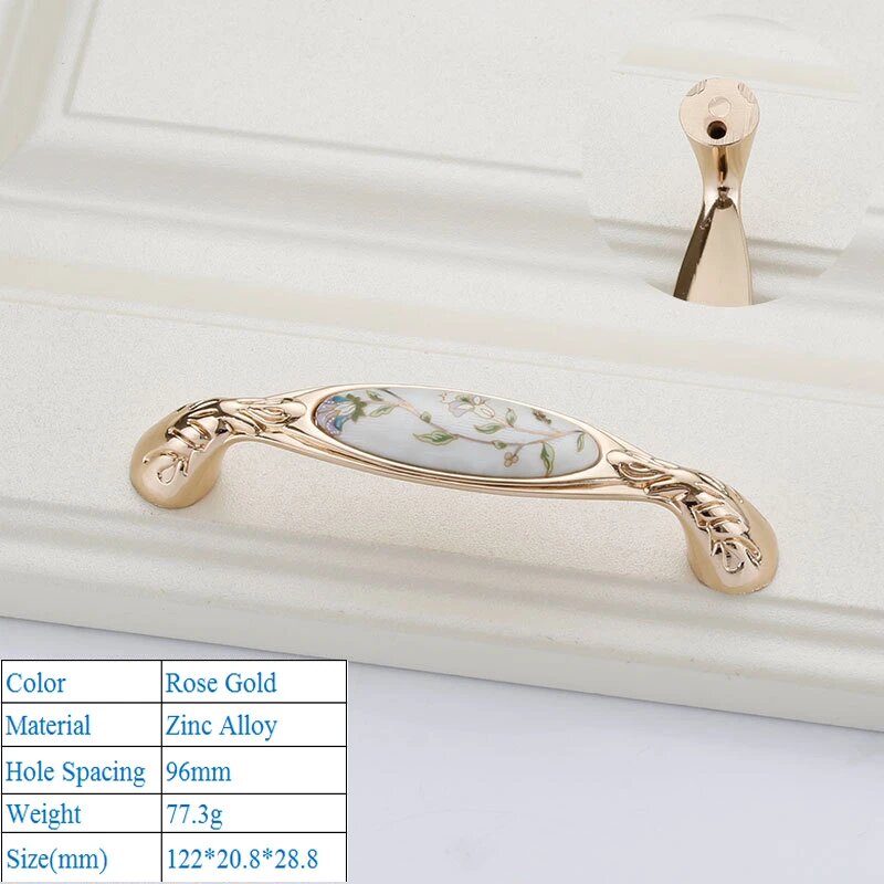 Ручки для шкафов Rose Gold, 96mm, цинк