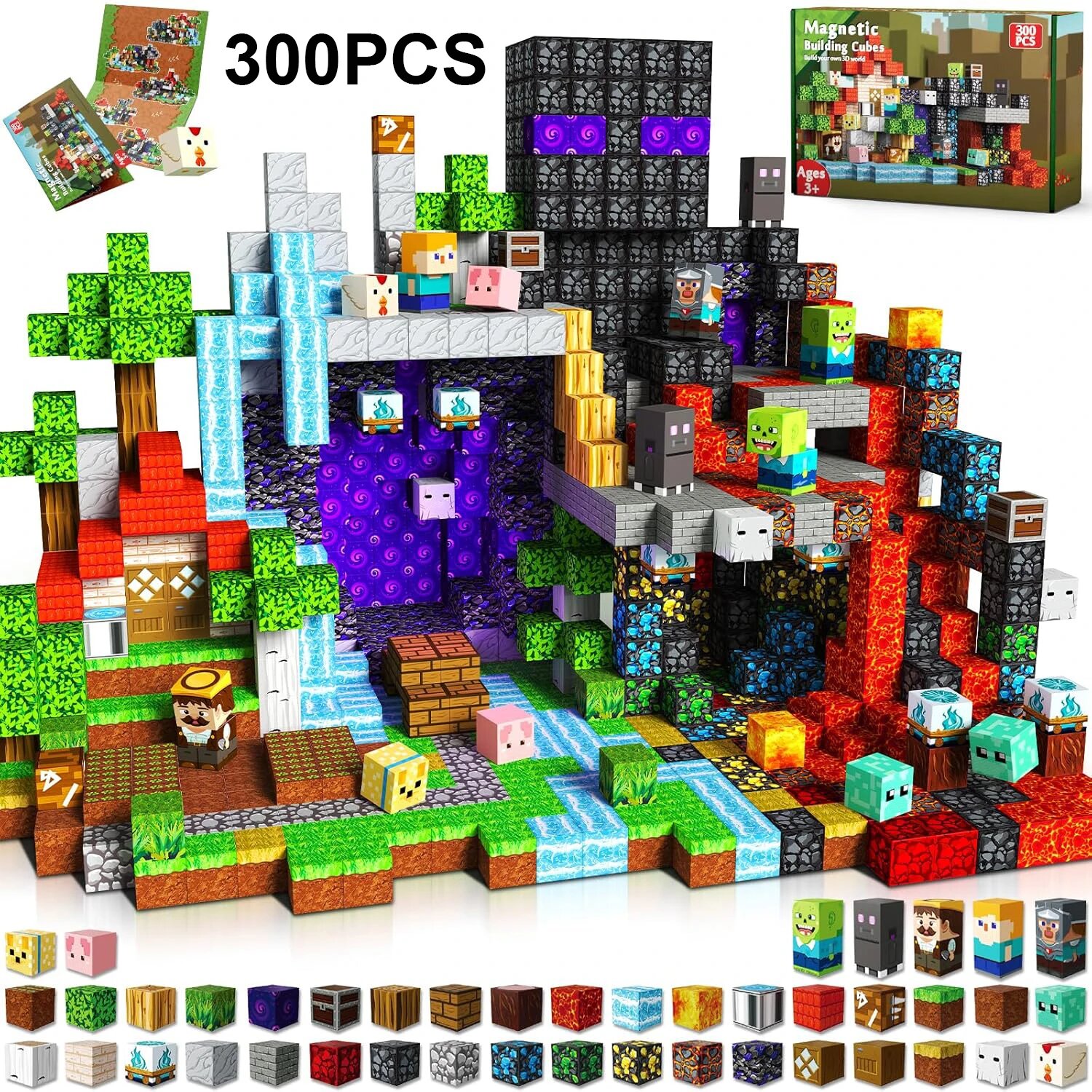 Магнитные строительные блоки My World, пластик, 100-300 шт.