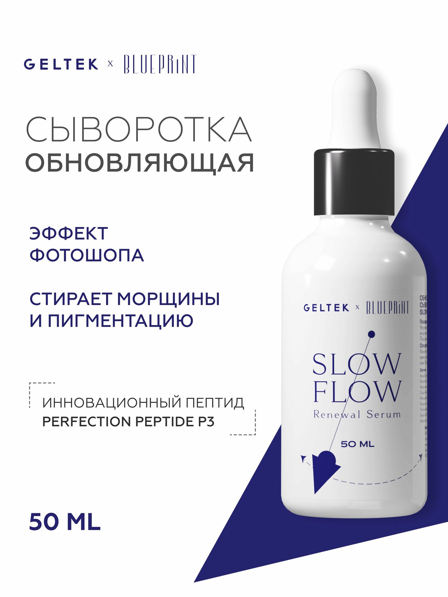 Гельтек обновляющая сыворотка Slow Flow с эффектом деликатного пилинга, 50 мл
