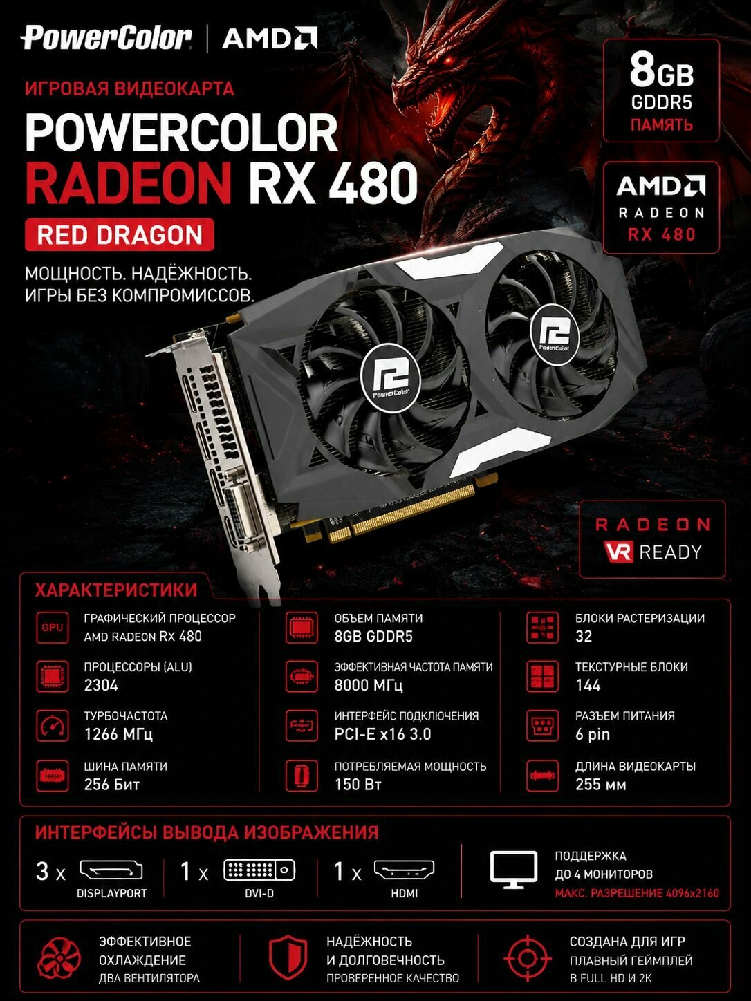 Видеокарта Radeon RX 480, AXRX 480 8GB
