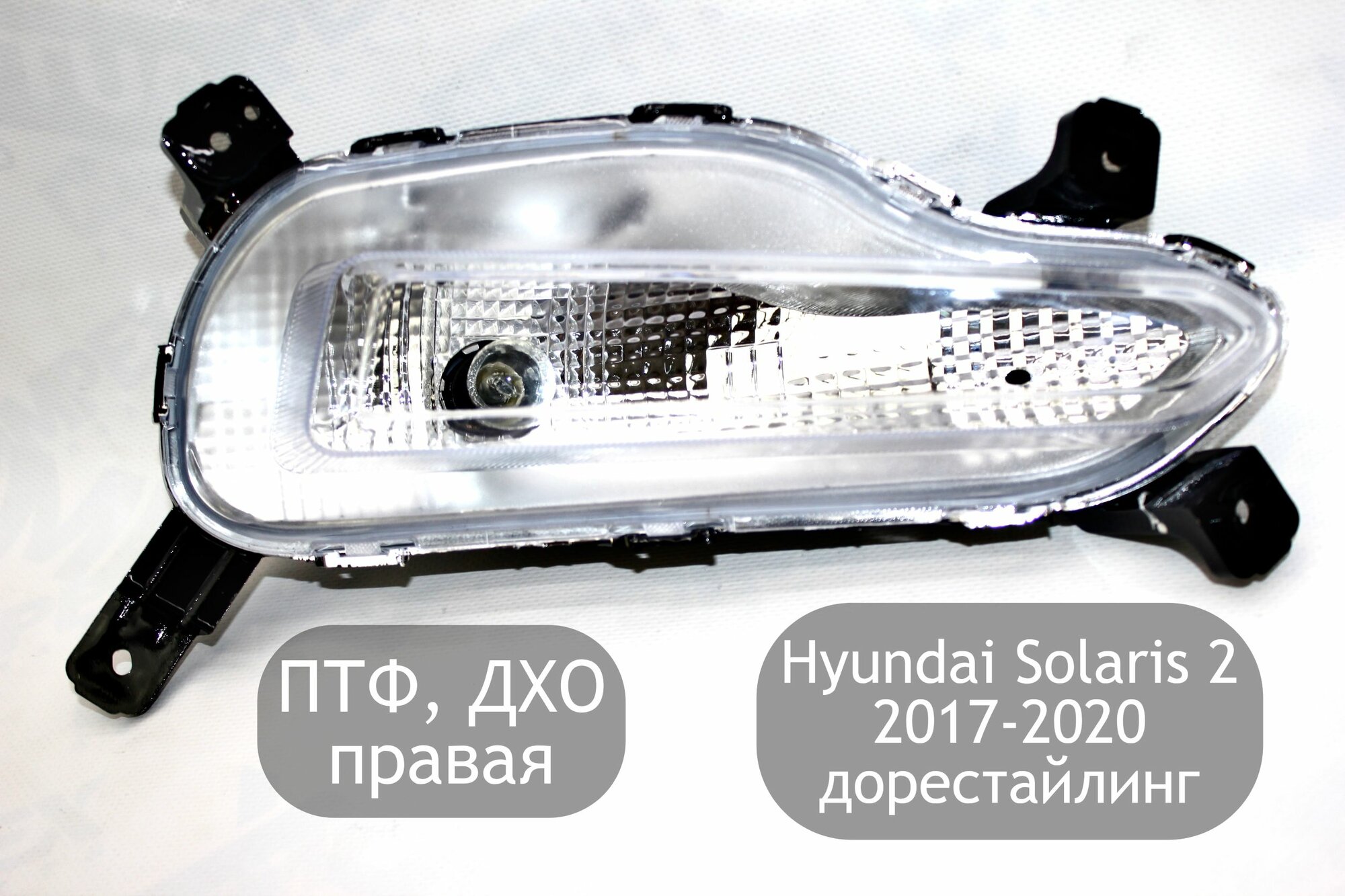 Противотуманная фара правая (ДХО) для Hyundai Solaris 2 2017-2020 (дорестайлинг)