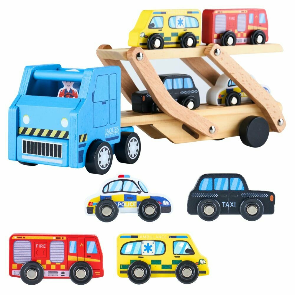 Jaques London Деревянная игрушечная машинка Wooden Car Transporter от 3 лет
