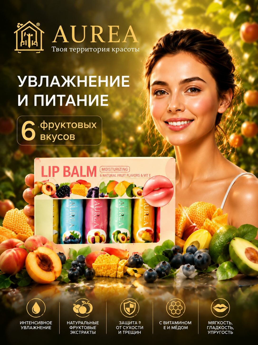Набор бальзамов для губ с фруктовым вкусом