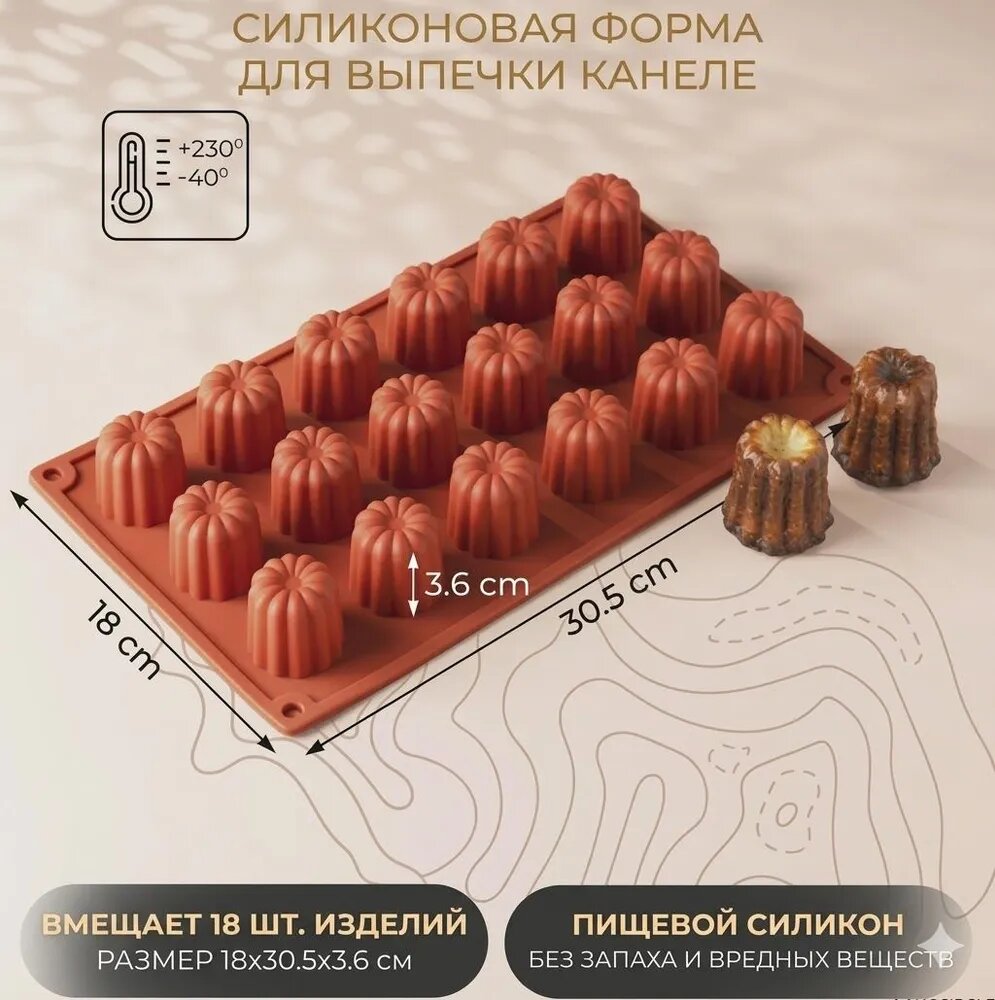 Форма для выпечки, Прямоугольная, 18 яч, 18 см x 30.5 см, 1 шт