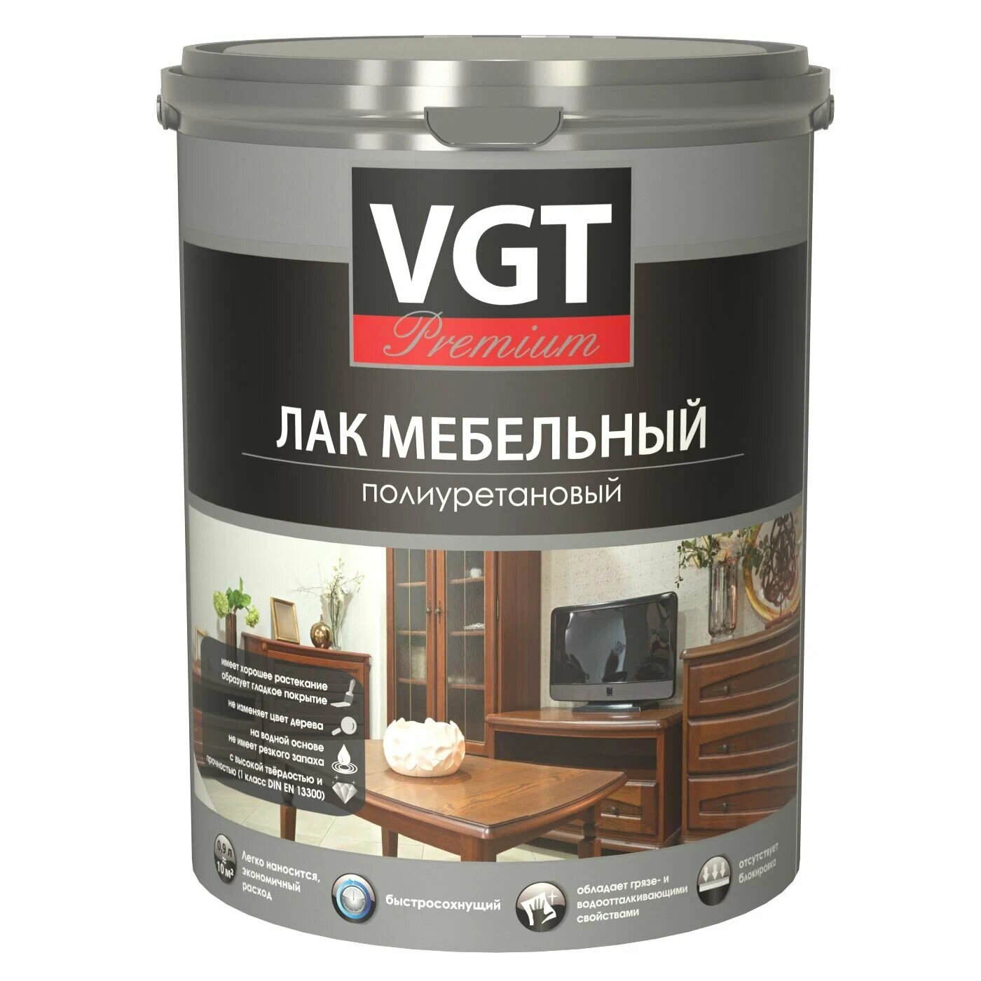 Лак для мебели ВГТ PREMIUM, полиуретановый, глянцевый, 2.2 кг