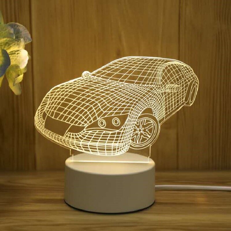 3D-ночник с суперкаром, USB, без переключателя