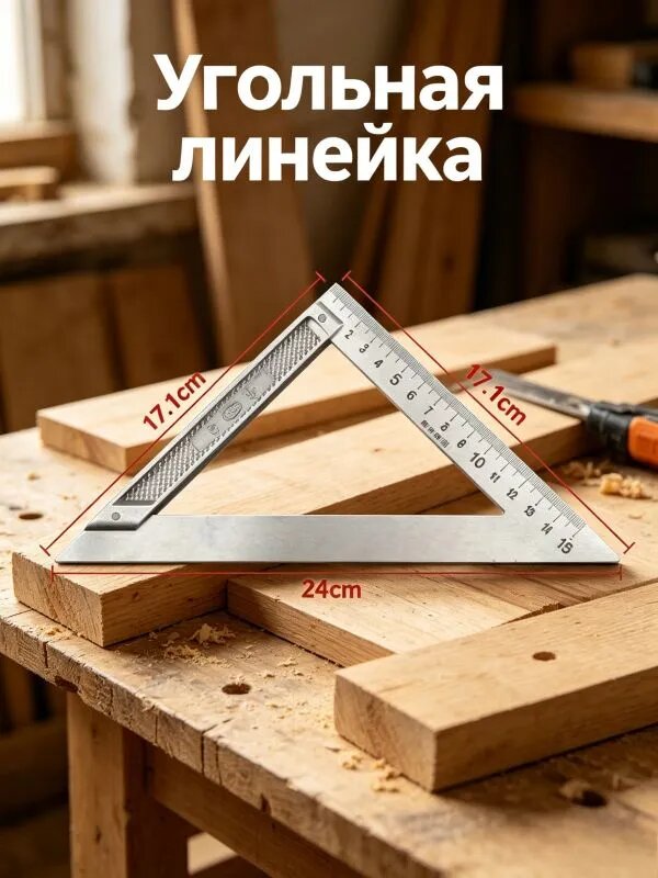 Линейка, угольник строительный 172мм х 20мм, Металл