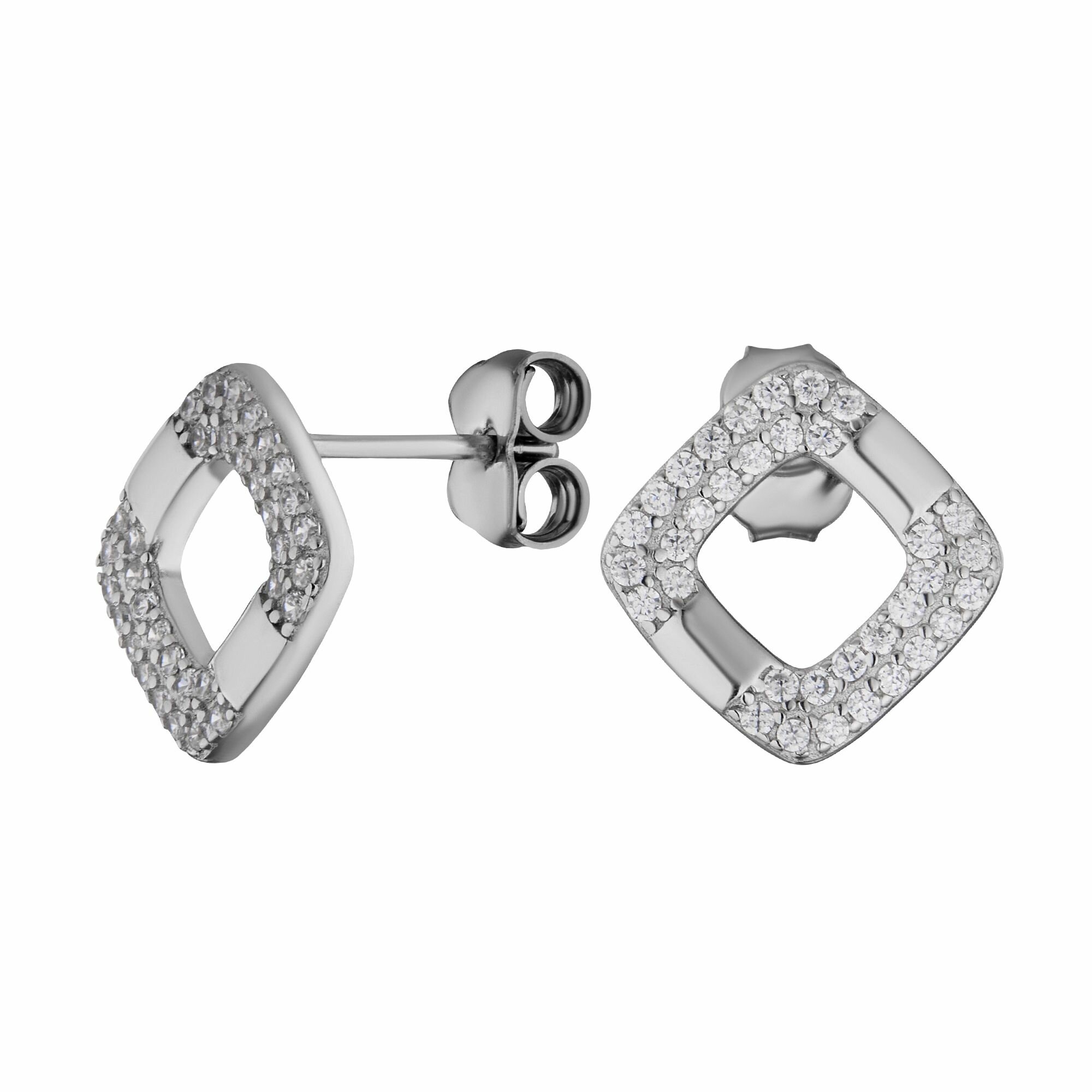 Серьги, серебро, 925 проба, родирование, фианит