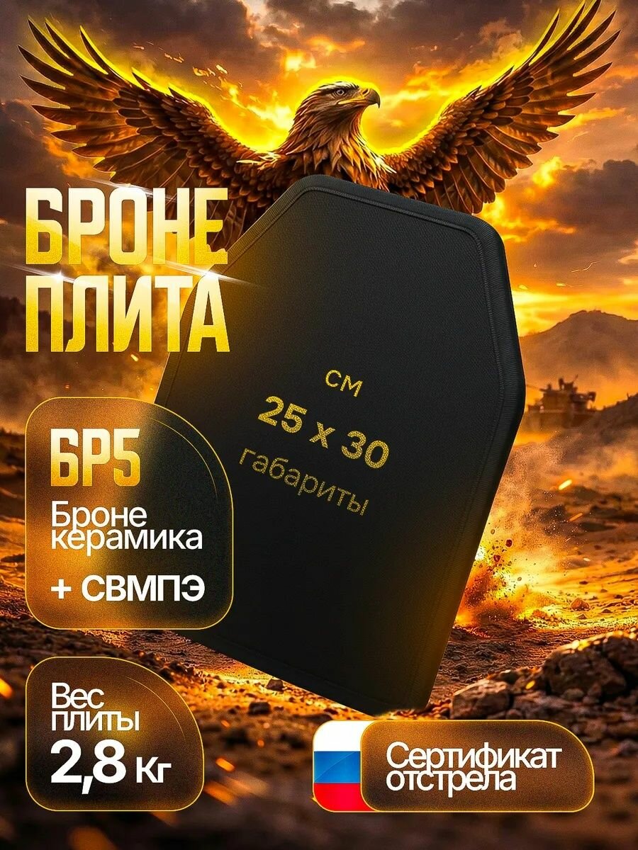 Керамическая бронеплита пластина для бронежилета ( плитник ) 30х25 см БР-5 пластина SAPI , 1шт