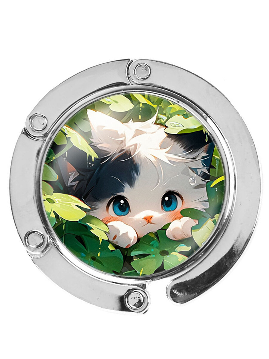 Крючок TINA BOLOTINA "котенок", для сумки, настольный, серебристый металлик
