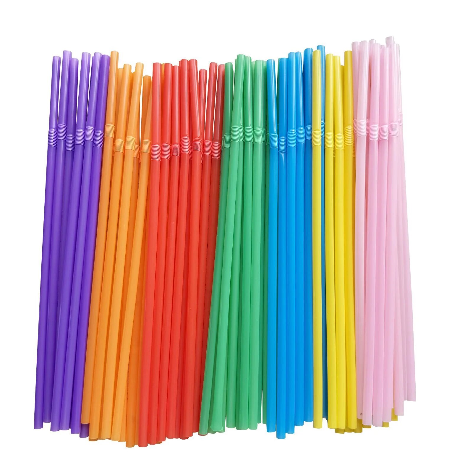 Цветные гибкие трубочки из пластика 100 шт. Mix color 100pcs