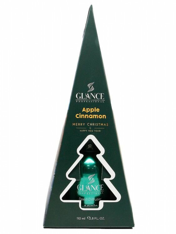 Glance Professional Reed Diffuser Merry Christmas & Happy New Year Apple & Cinnamon Ароматический диффузор для дома с палочками Яблоко и Корица 110 мл