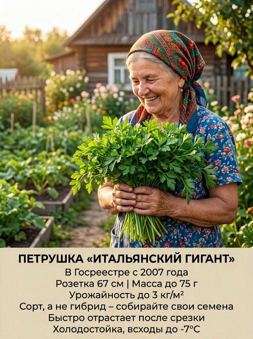 Семена петрушка Итальянский гигант Госреестр 2007г. урожайный сорт, для салатов, супов и заморозки. Без ГМО.