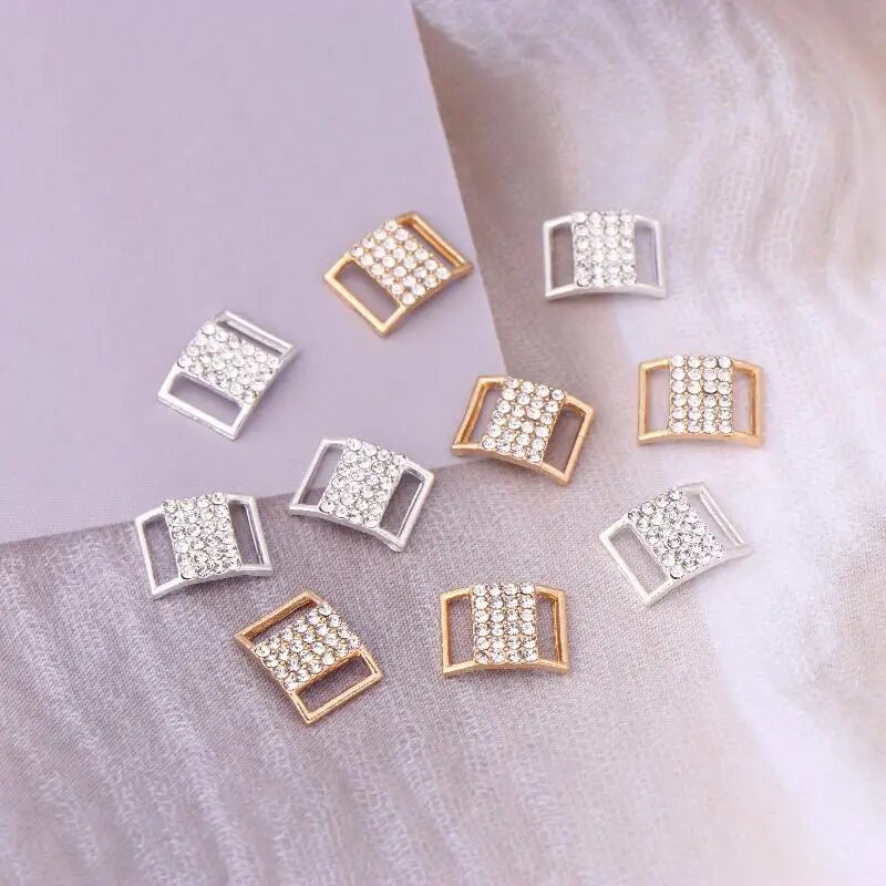 Декоративные пряжки для бикини со стразами, 5 golden, 5 silver
