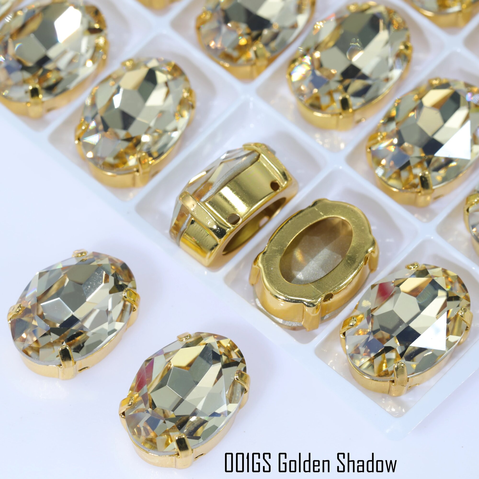 Стразы овальные с когтями, Gold Claw, GS Golden Shadow