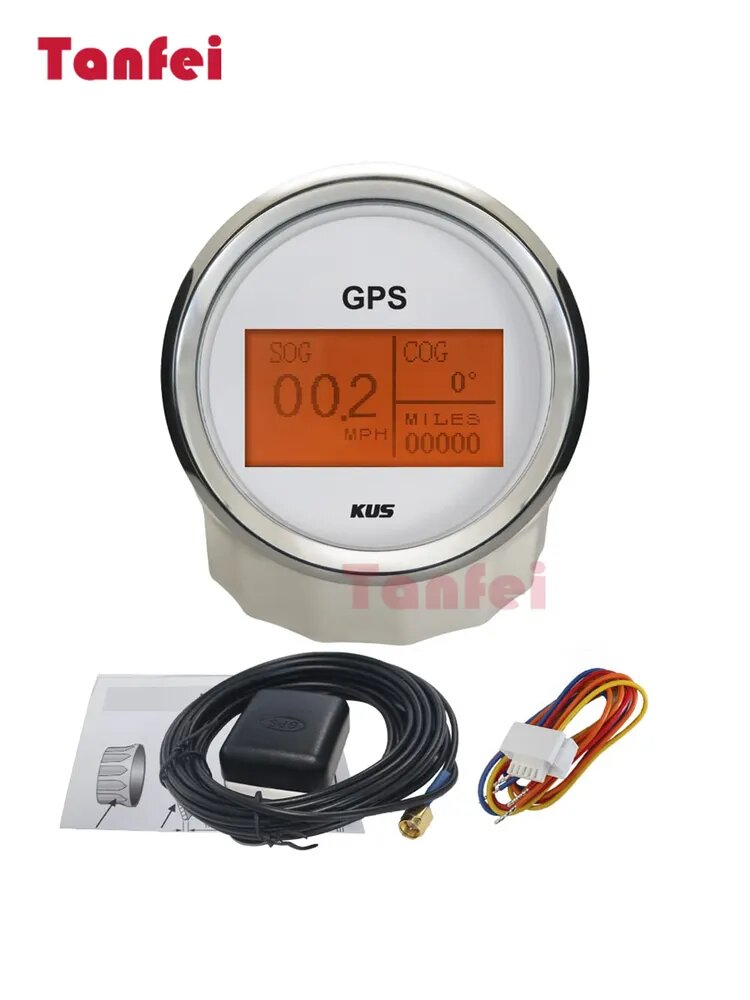 KUS GPS-спидометр для лодки, 85 мм, 12В/24В, водонепроницаемый, белый