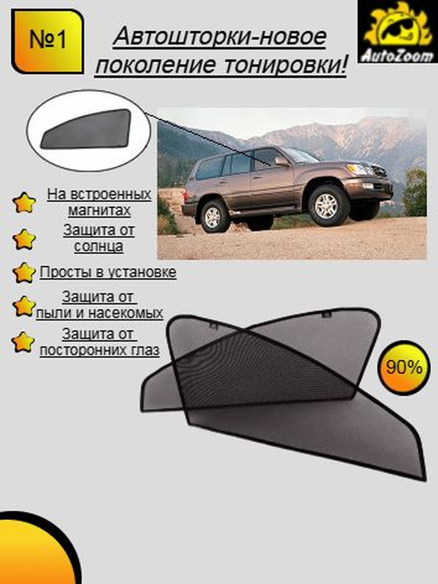 Автошторки магнитные для Lexus LX 460-470 2поколение (J100) (2002-2007г. в.), на передние двери 2 шт