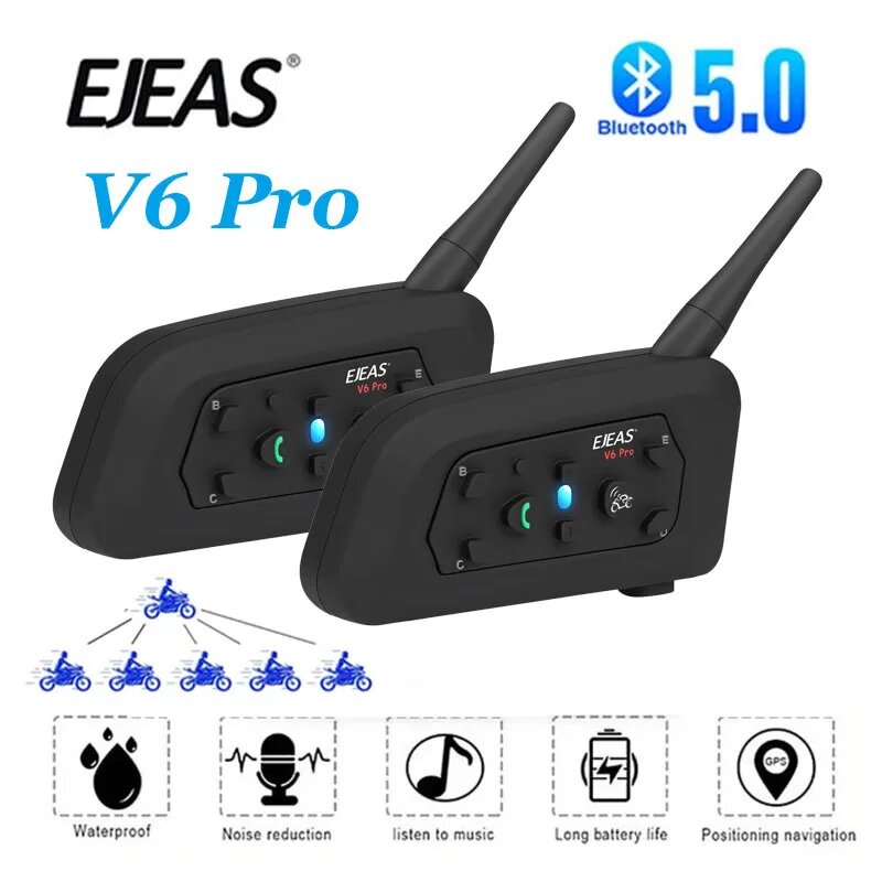 Мотогарнитура Bluetooth V6 Pro, 2Set — фото 1