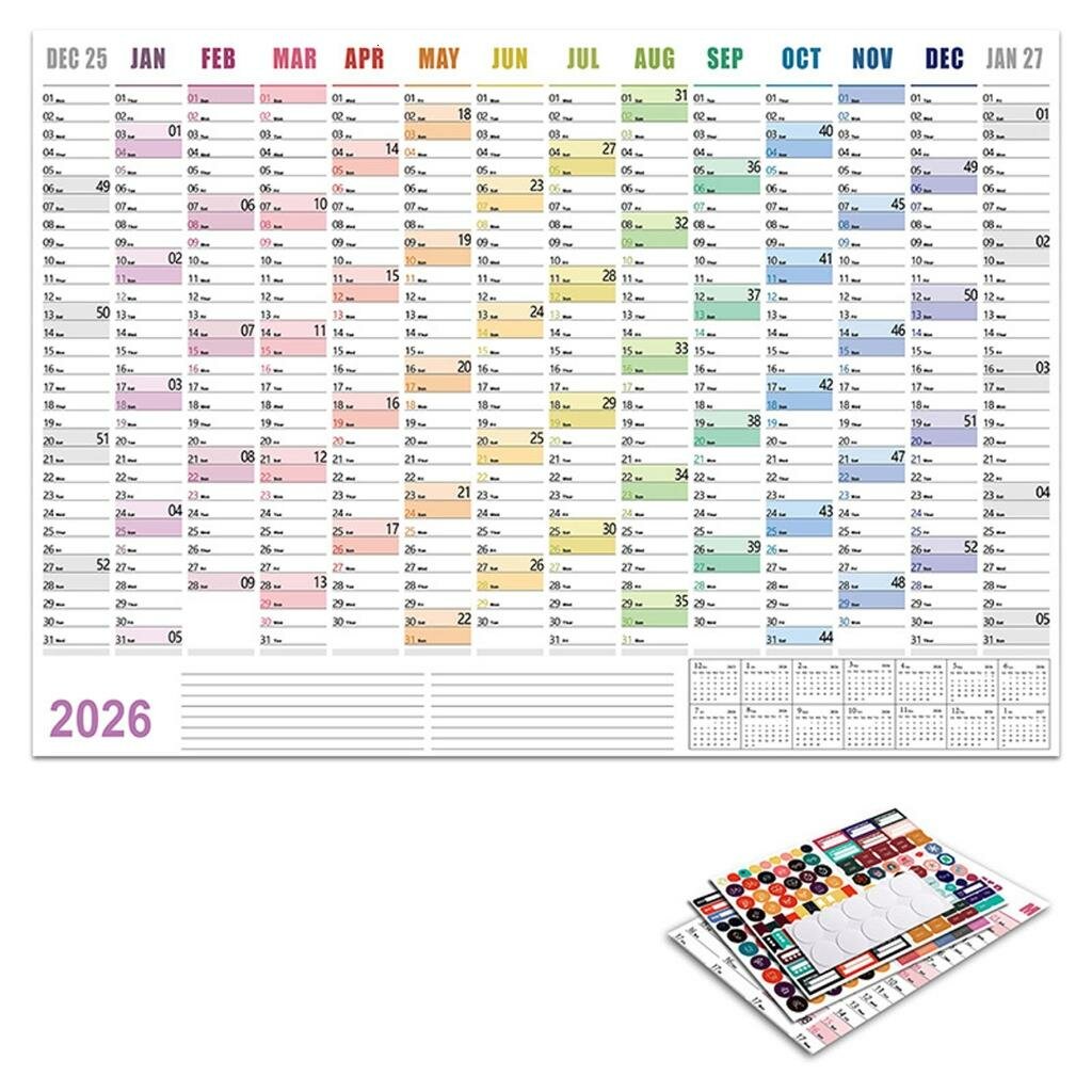 Ежегодный календарь-планер 2026, 74x52.5 см, Стиль C