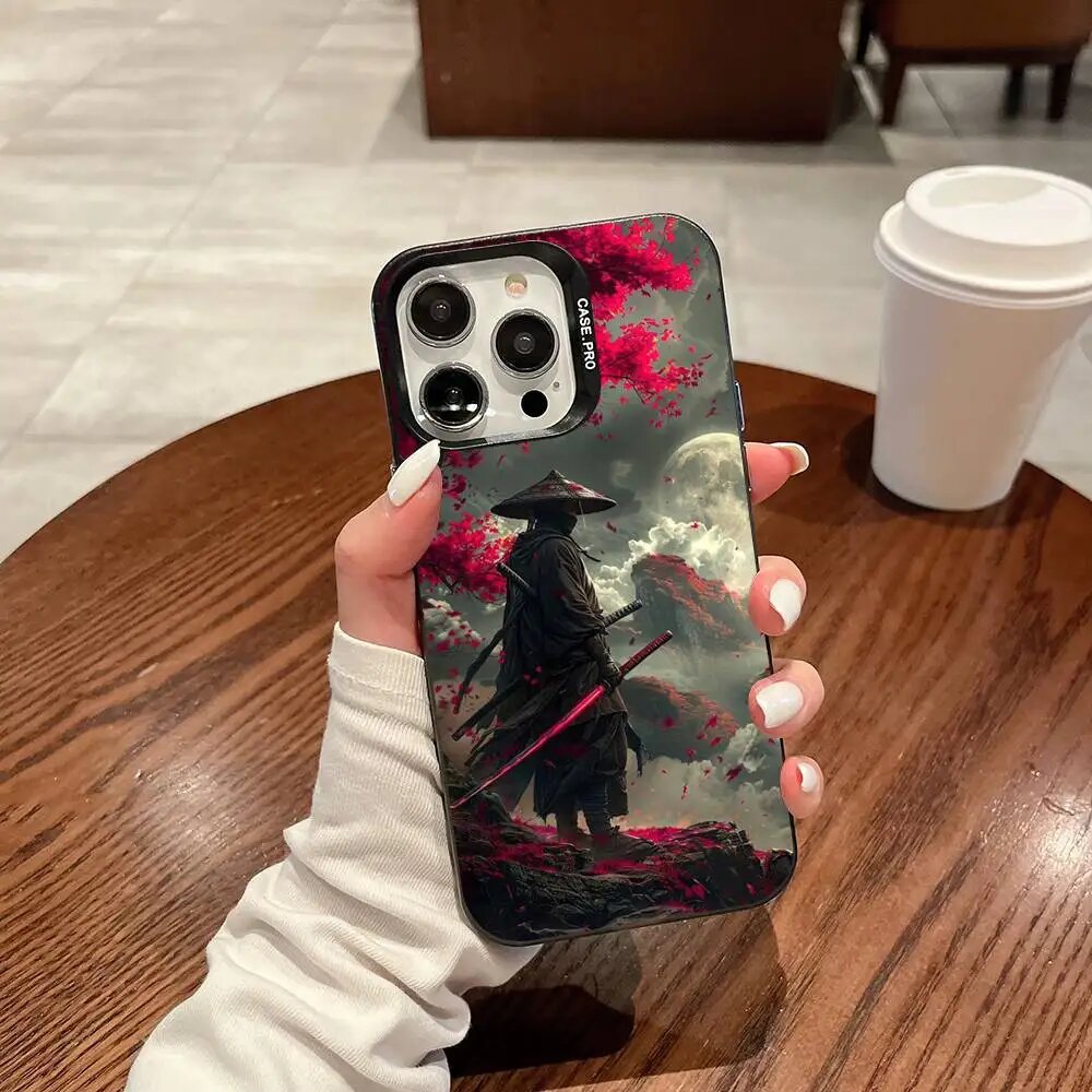 Чехол для телефона с аниме-самураем для iPhone 16 15 14 13 12 11 17 Черный, z5, For iPhone 13pro max