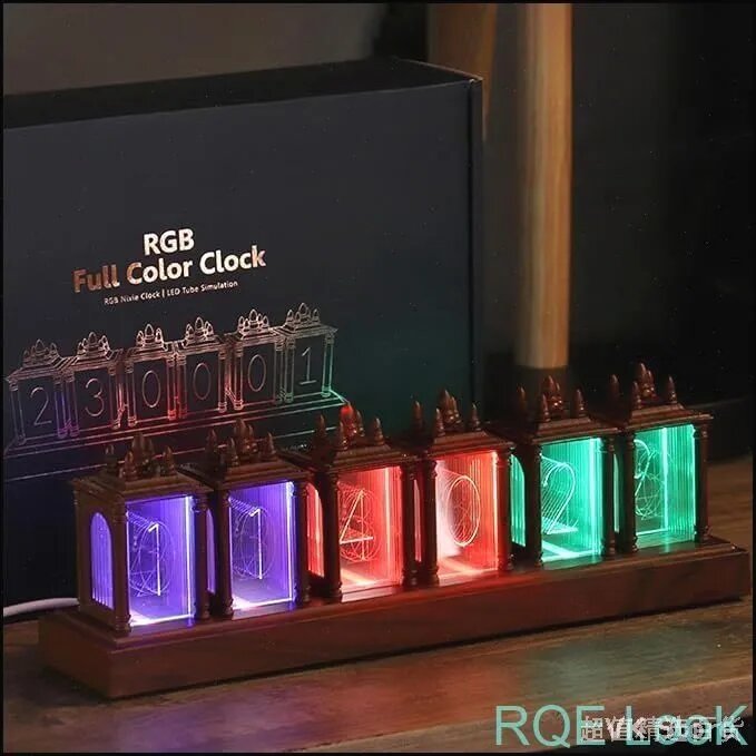 Настольные часы Электронные RGB Full Color Clock, RGB Nixie Clock LED Tube Simulation