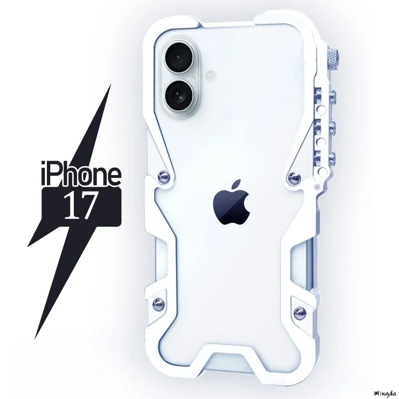 Металл Чехол для Apple iPhone 17 (Айфон 17 ), ZIMON Металлический защитный корпус из алюминиевого сплава Чехлы для телефонов с металлическим ободком, серебро