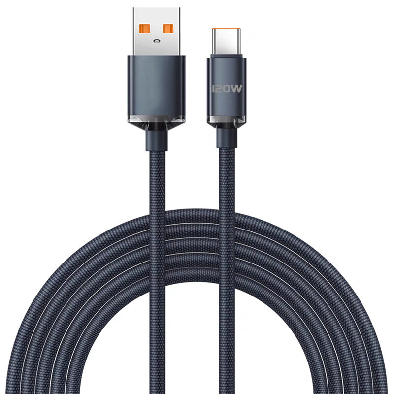 Кабель USB Type-C на Type-C для быстрой зарядки, 120 Вт, черный, 59.06 дюйма
