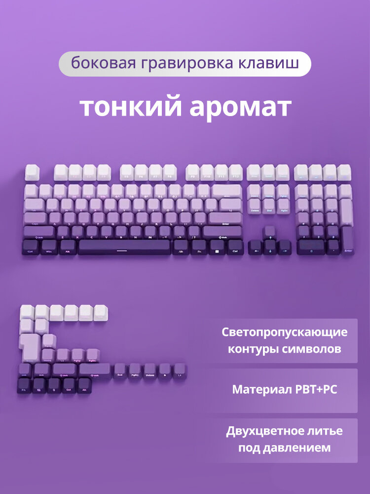 AULA Кастомные боковые клавиши для механической клавиатуры , PBT, светопропускающие, DIY