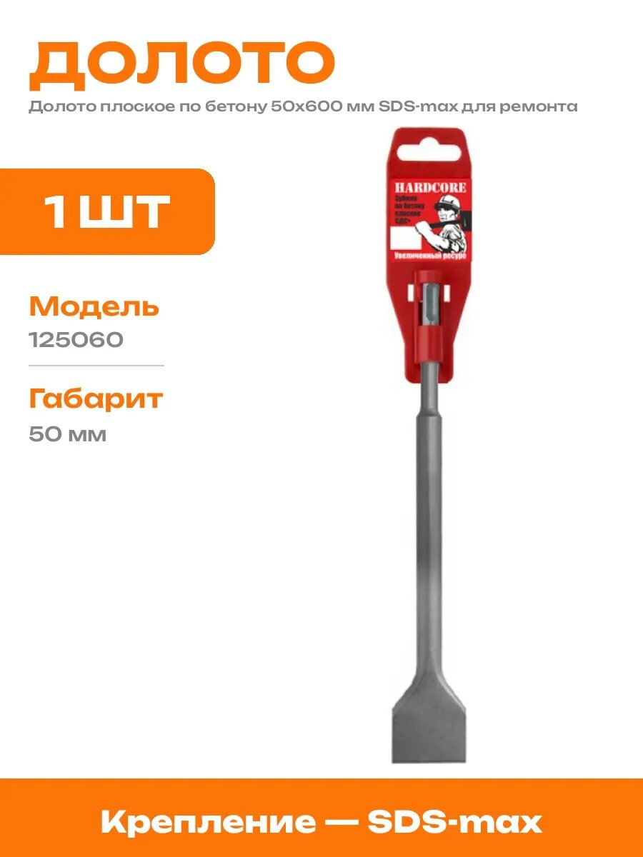 Лопатка для перфоратора SDS-max плоская 50x600 мм по камню
