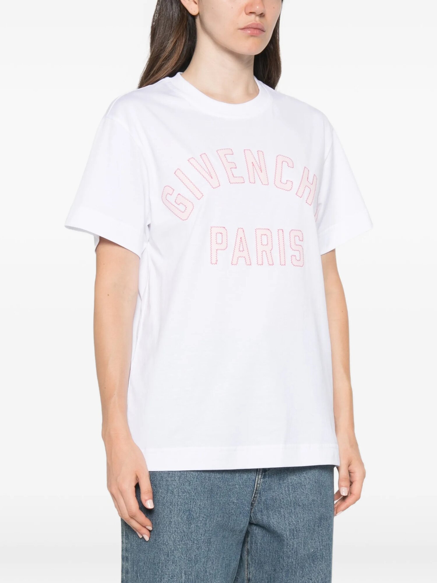 Футболка GIVENCHY Logo-print T-shirt, размер 34, бежевый/белый — фото 1