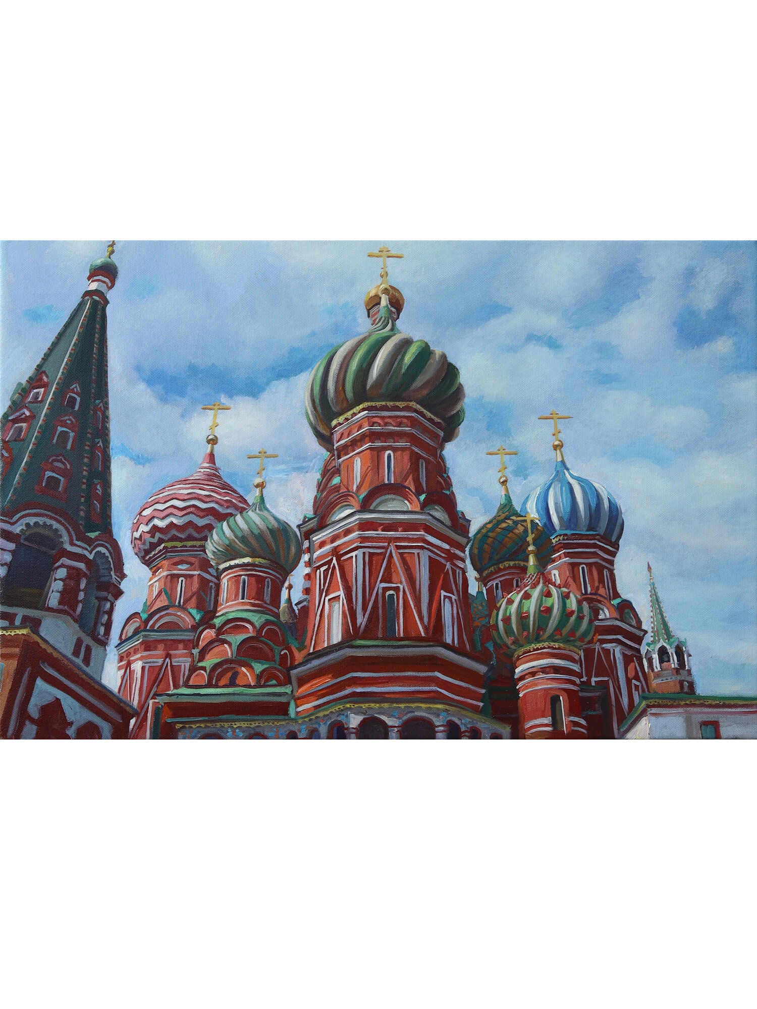 Картина "Купола Собора Василия Блаженного", холст, масло, 40х60см, ручная работа.
