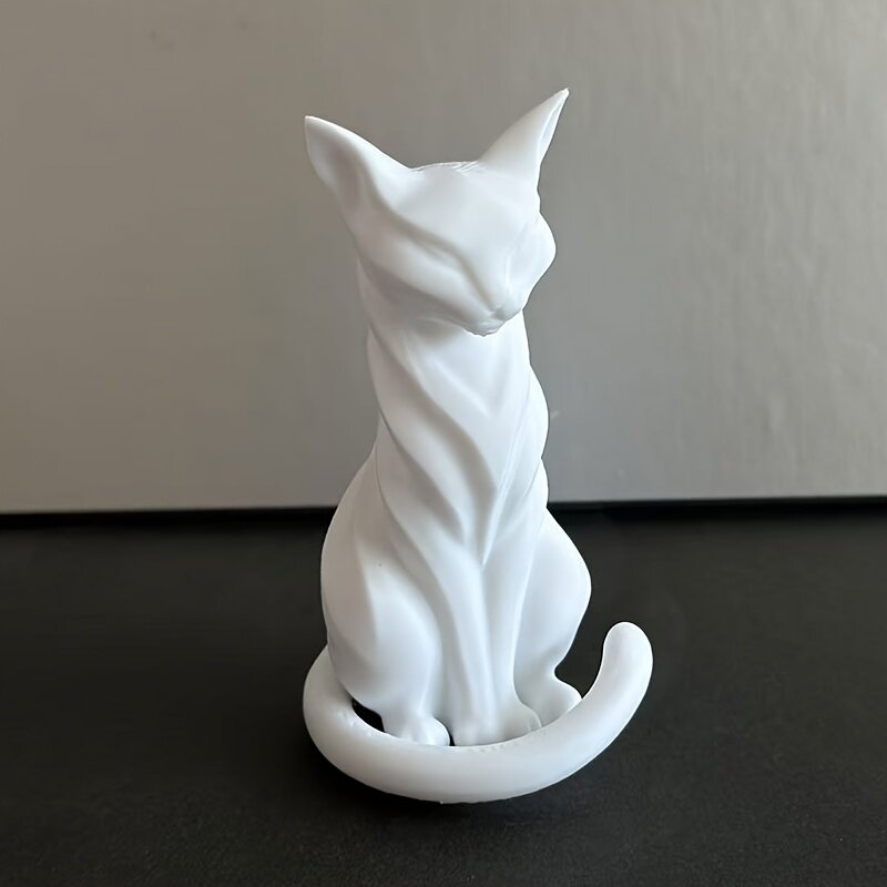 Одиночная 3D-печатная статуэтка кошки с изящными линиями и спокойной формой, идеально подходит для украшения стола, дома, сада, подарок для любителей кошек, коллекционный предмет, не требует питания, цвет: элегантная фигурка кошки