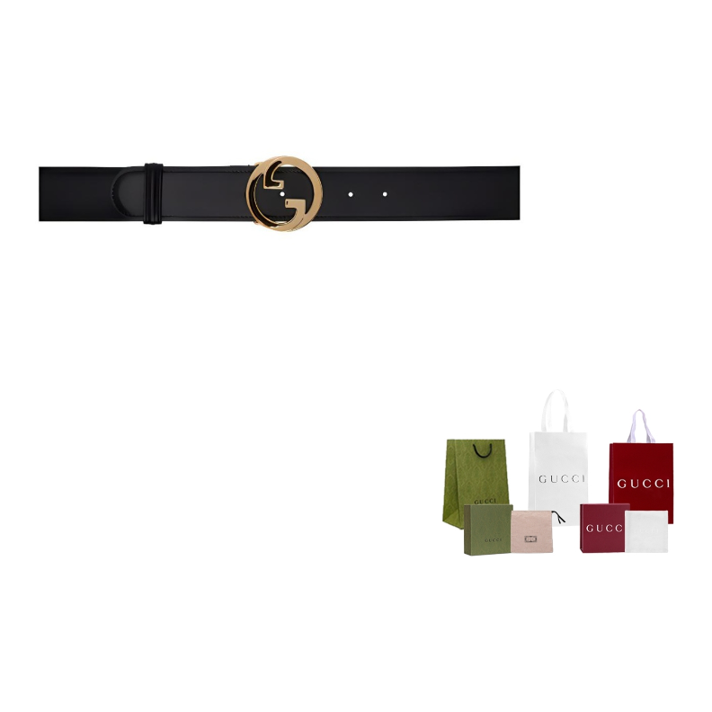 GUCCI Blondie Ремни из коровьей кожи Мужской Черный Ширина 4 см 105