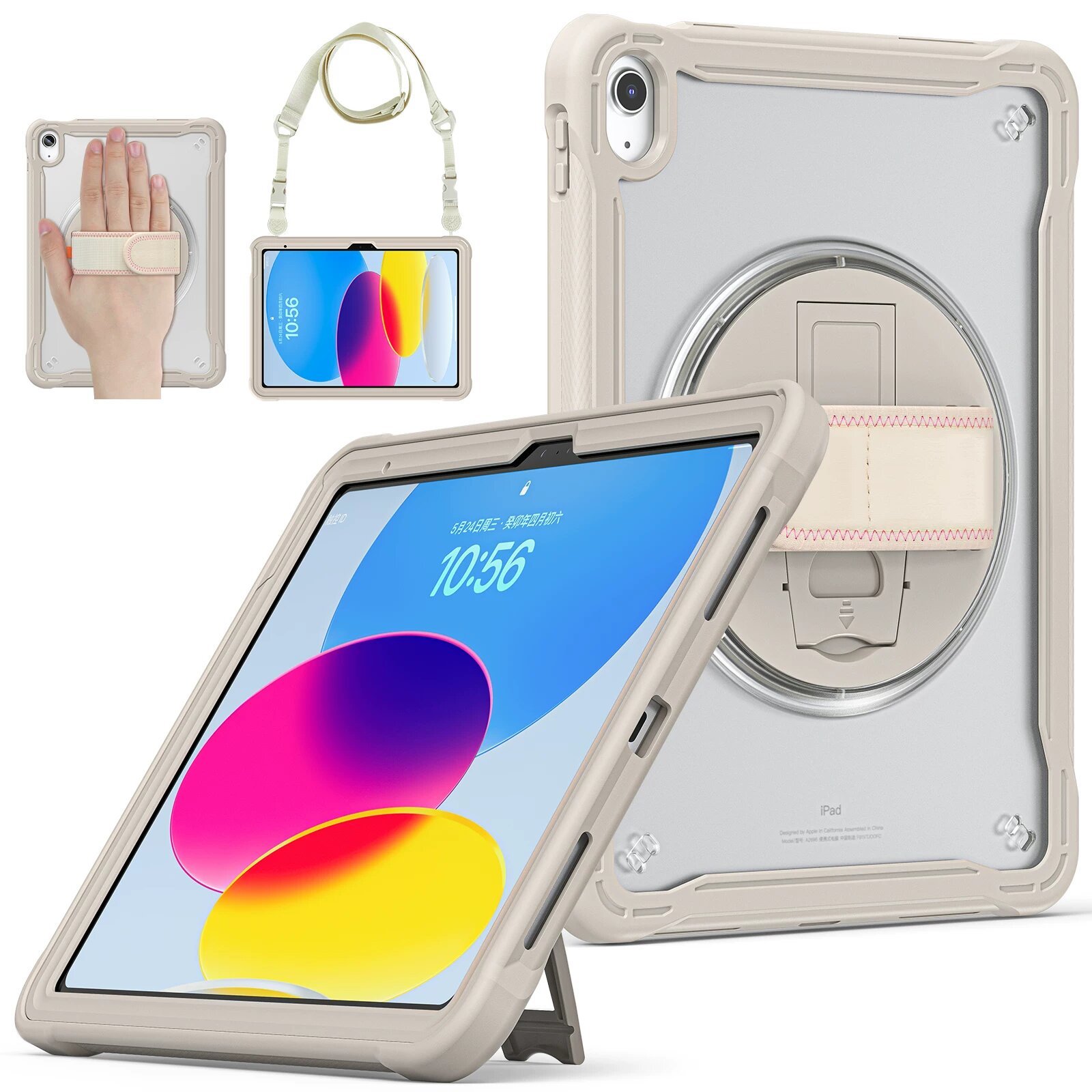 IPad 11-го поколения 2025 года, чехол из ТПУ с запястным ремнем, кахки