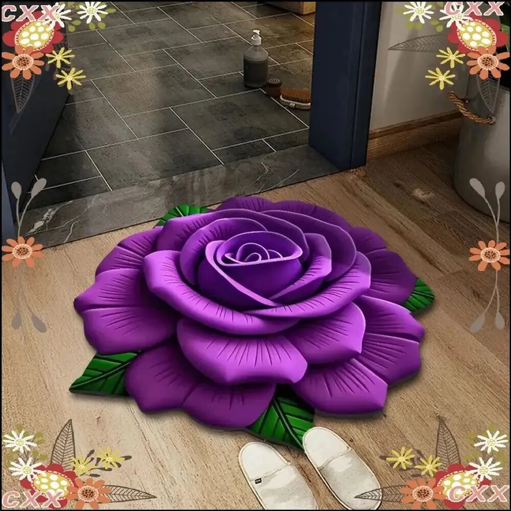 Ковер круглый 80x80 см с 3D-эффектом из искусственной шерсти, стиль Ар-деко, зеленый, основа из искусственного шенилла, Китай — фото 1