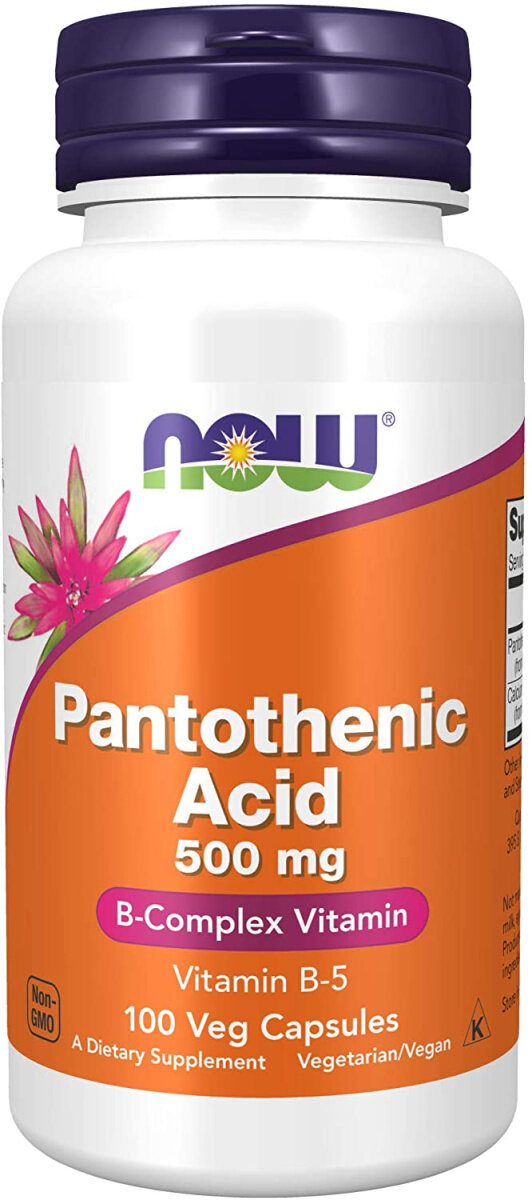 Витамины Pantothenic Acid 500mg Vitamin B 5 100 caps Now, 100 порции(й)