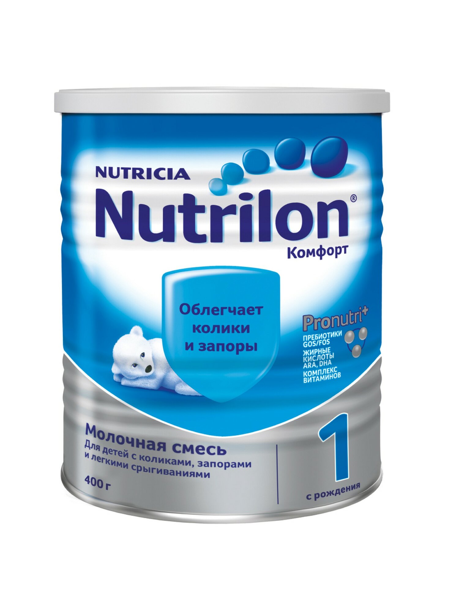 NUTRILON-1 комфорт СУХ смесь ДЕТ 400,0 — Смесь молочная сухая для детей раннего возраста - 400 г, банка