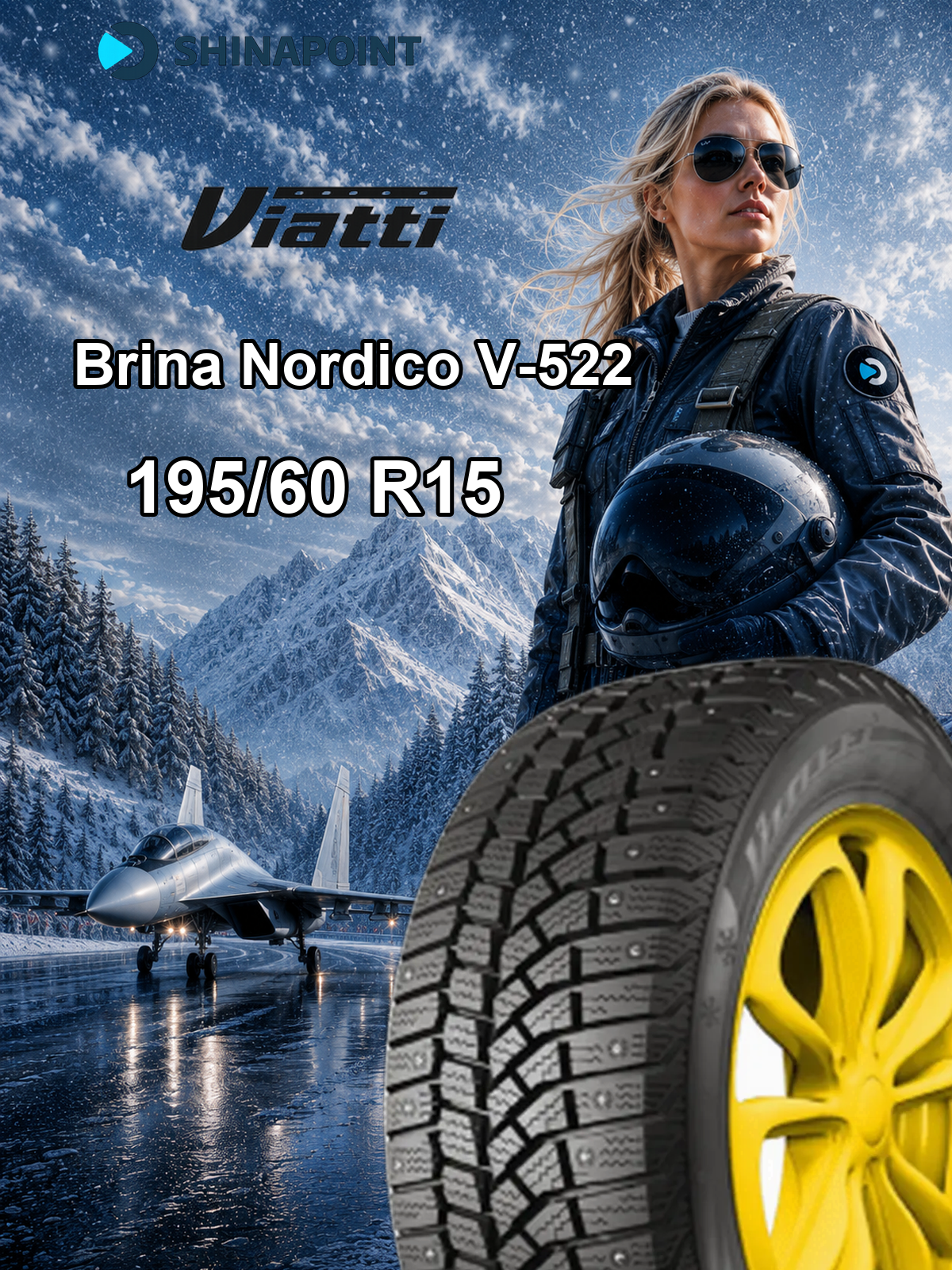 Шины зимние R15 195 60 88 T автомобильная зимняя резина Viatti модель Brina Nordico V-522