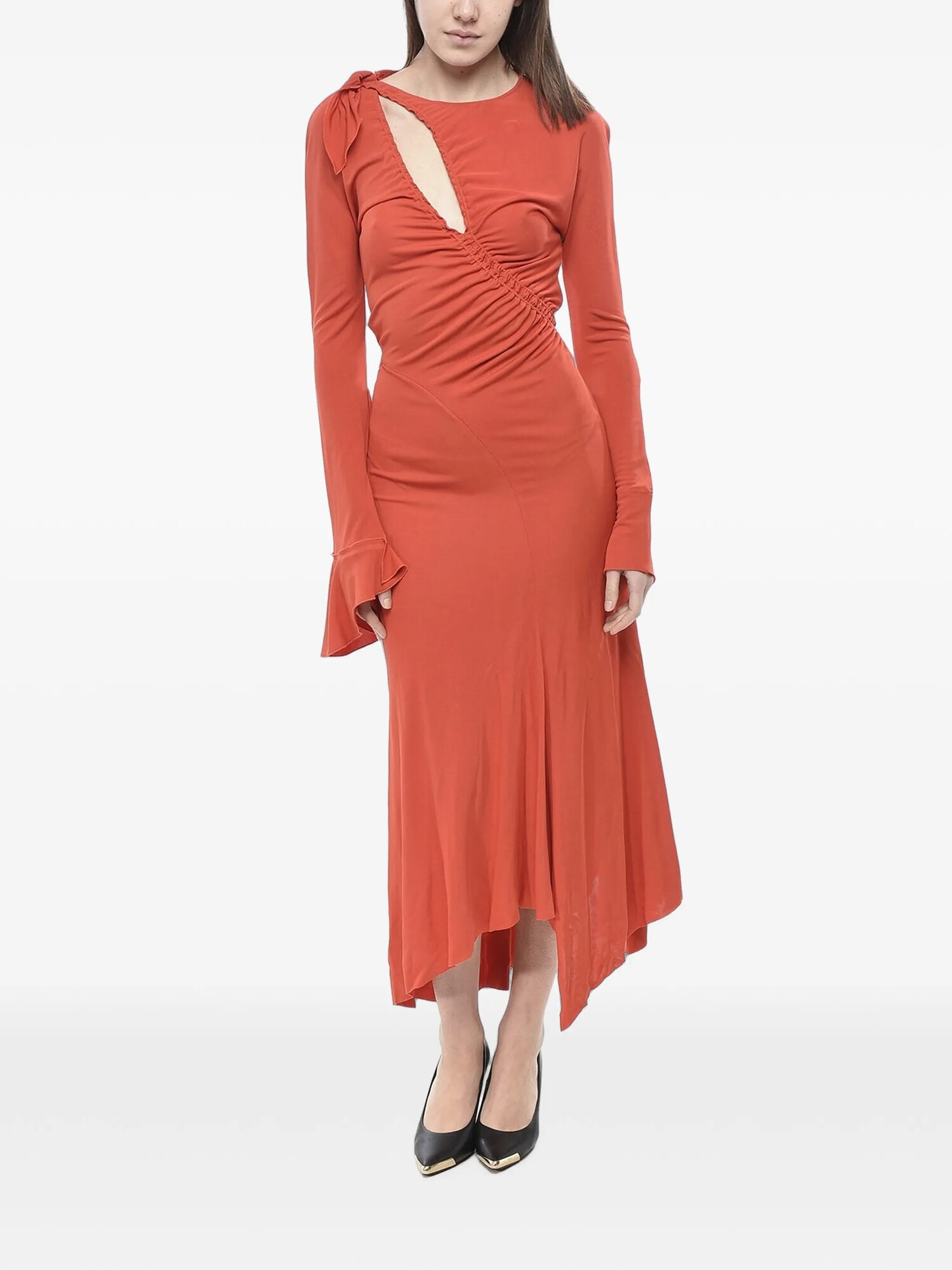 Платье Cut-out asymmetric ruched maxi dress