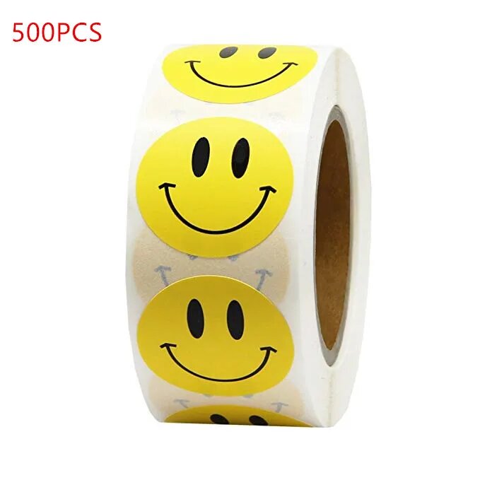 Наклейки смайлики желтые 500шт