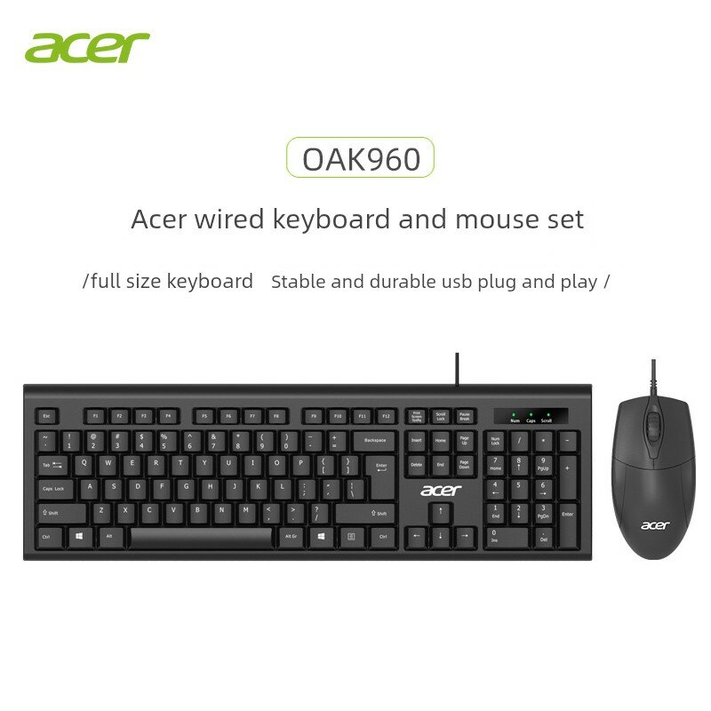 Acer Проводной Комплект Клавиатура Мышь OAK960 Черный для Офиса Бизнеса Компьютерного Стола Набор для Набора