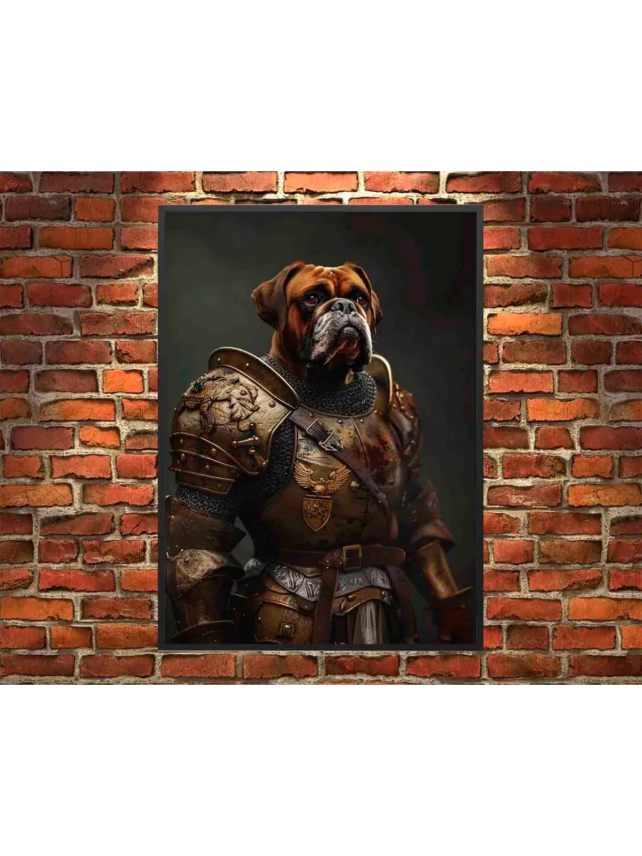 Боксер-пес Рыцарь 3, Плакат 30x42см