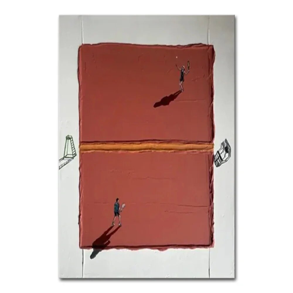 Картина маслом Mintura: Абстрактный зеленый теннисный корт P2, 40x60cm No Frame