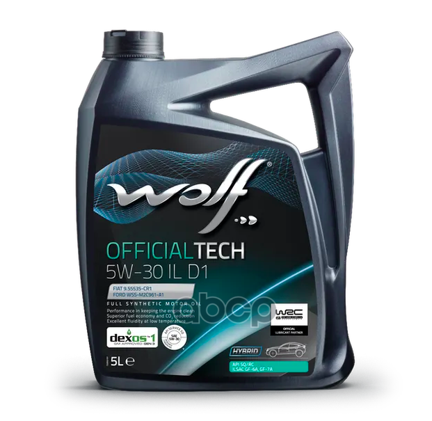 Wolf Масло моторное WOLF OFFICIALTECH 5W30 IL D1 5L FIAT 9.55535-CR1 FORD WSS-M2C961-A1 ILSAC GF-6 A ILSAC GF-7 A